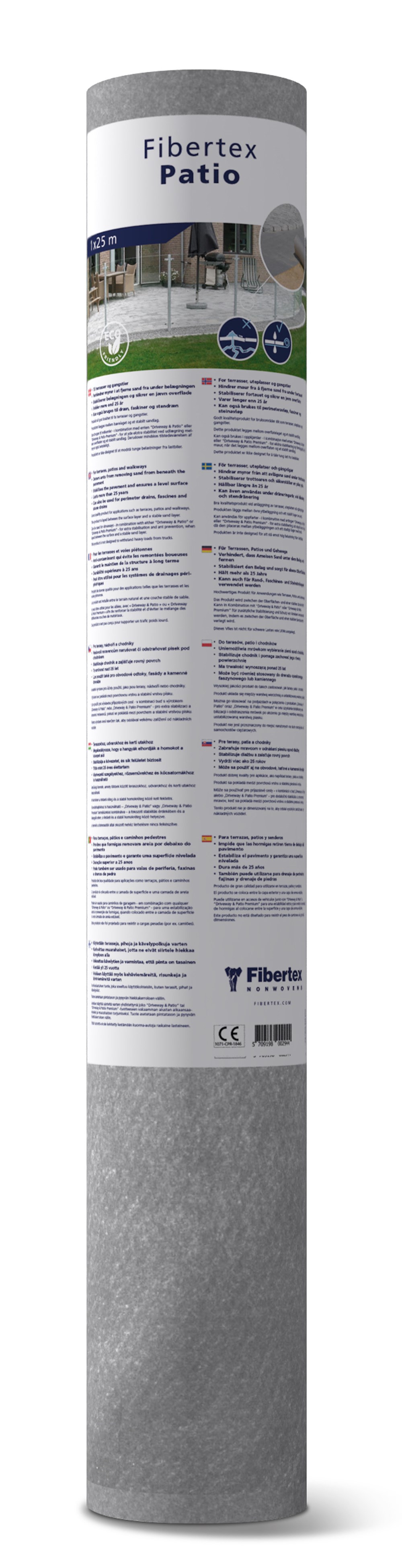 FIBERTEX Patio® Bredde 1 m Længde 25 m Farve Grå - STARK