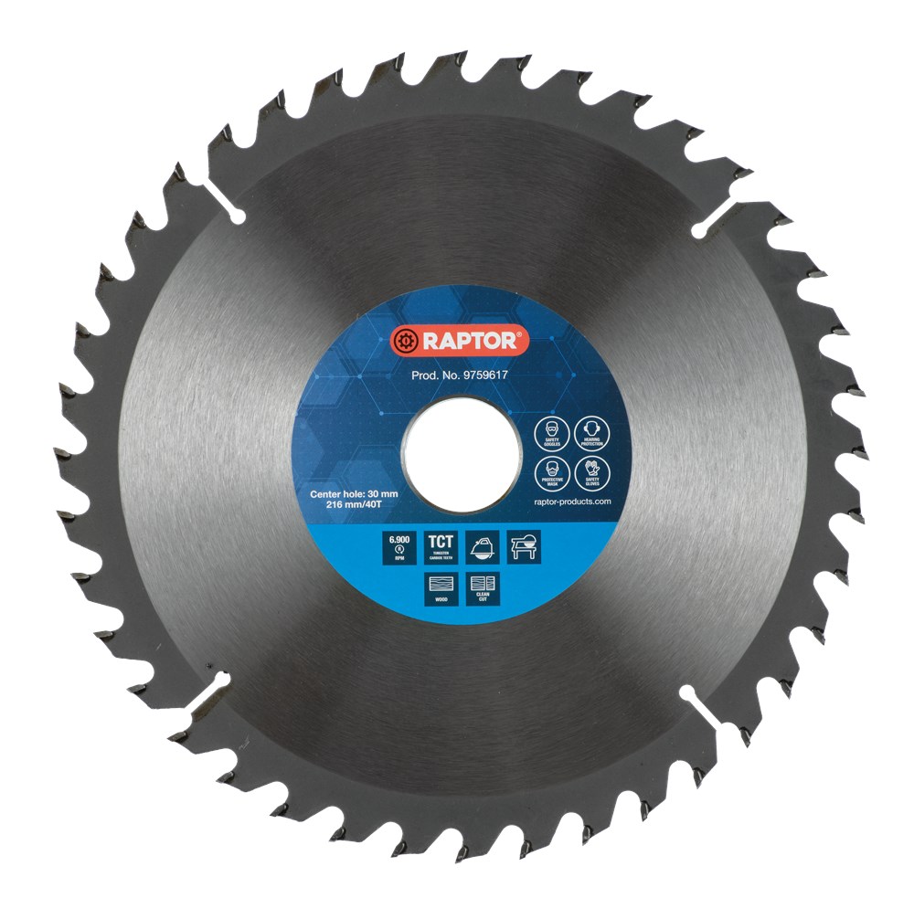 RAPTOR Rundsavsklinge 216 mm / 40T Diameter 216 mm Boring 30 mm Antal ...